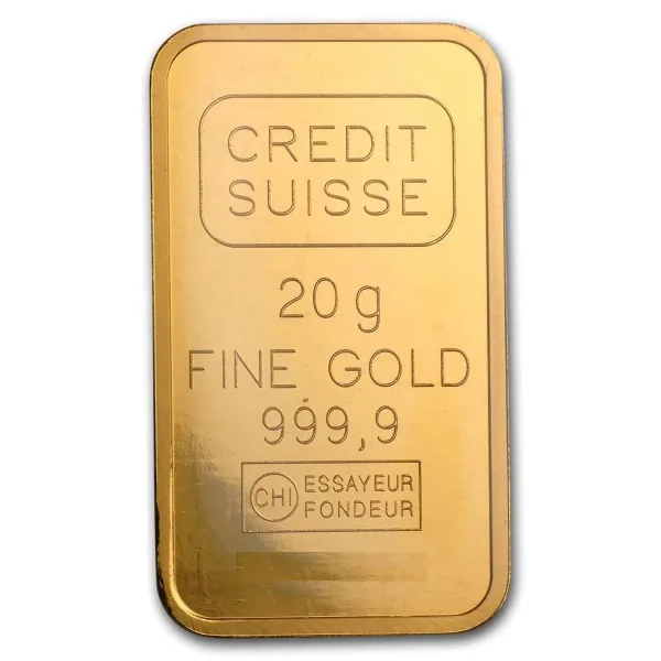 20 gram credit suisse gold bar statue of liberty (New Assay)