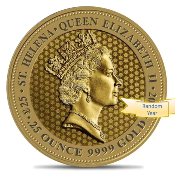 St. Helena 1/4 oz Gold £25 Rose Crown Guinea BU (Random Year) - Bullion ...