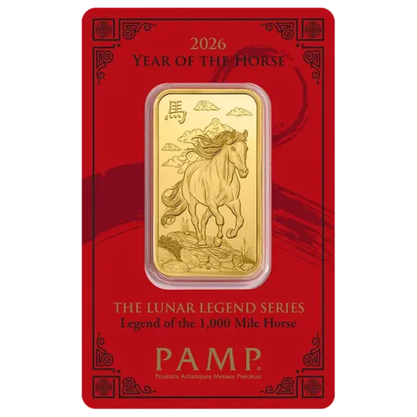 2026 1 Oz Gold Bar - PAMP Suisse Lunar Horse 2026 (In Assay) - Bullion Trading LLC